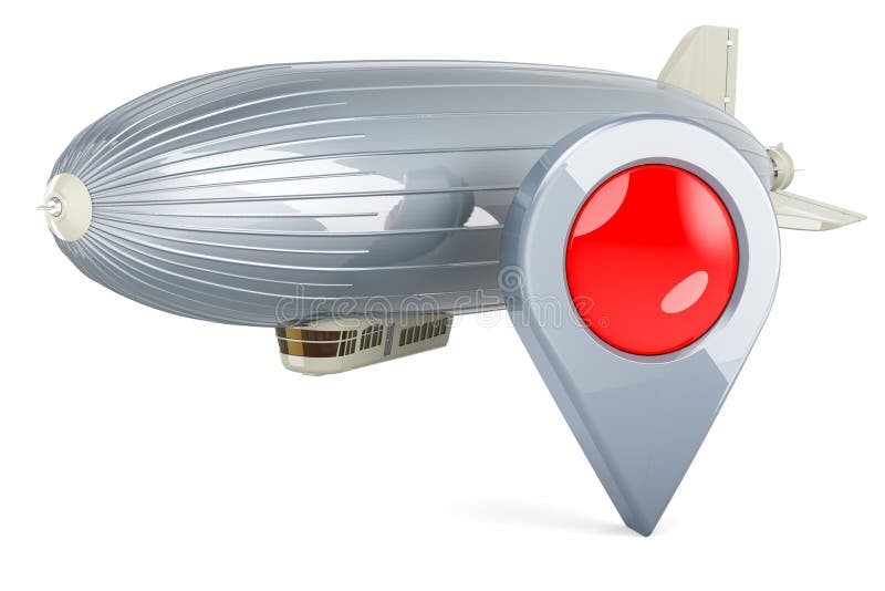 Airship or Dirigible Balloon with Shield, 3D Rendering Stock Illustration - Illustration of ...