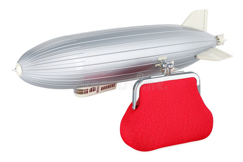 Airship or Dirigible Balloon with Shield, 3D Rendering Stock Illustration - Illustration of ...