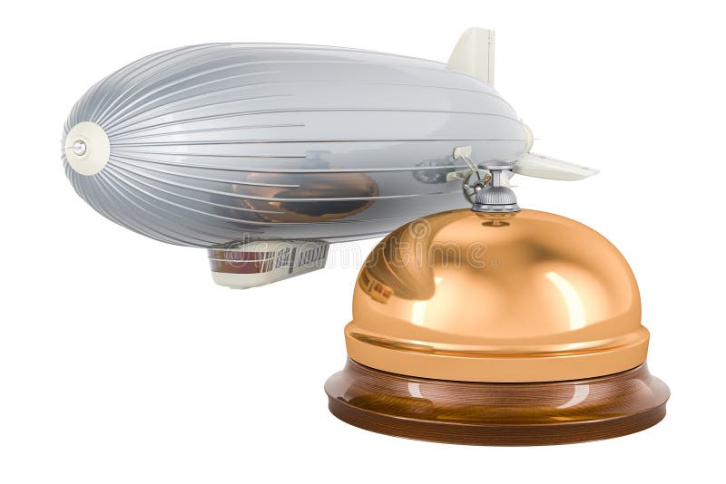 Airship or Dirigible Balloon with Shield, 3D Rendering Stock Illustration - Illustration of ...