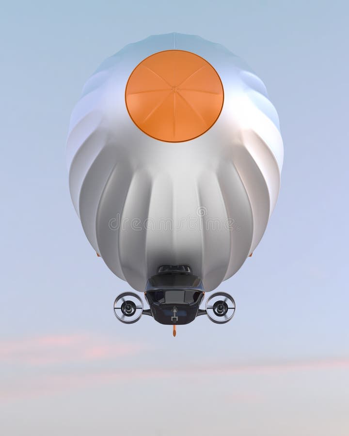Airship Flying in the Sky (Front View) Stock Image - Image of hover ...