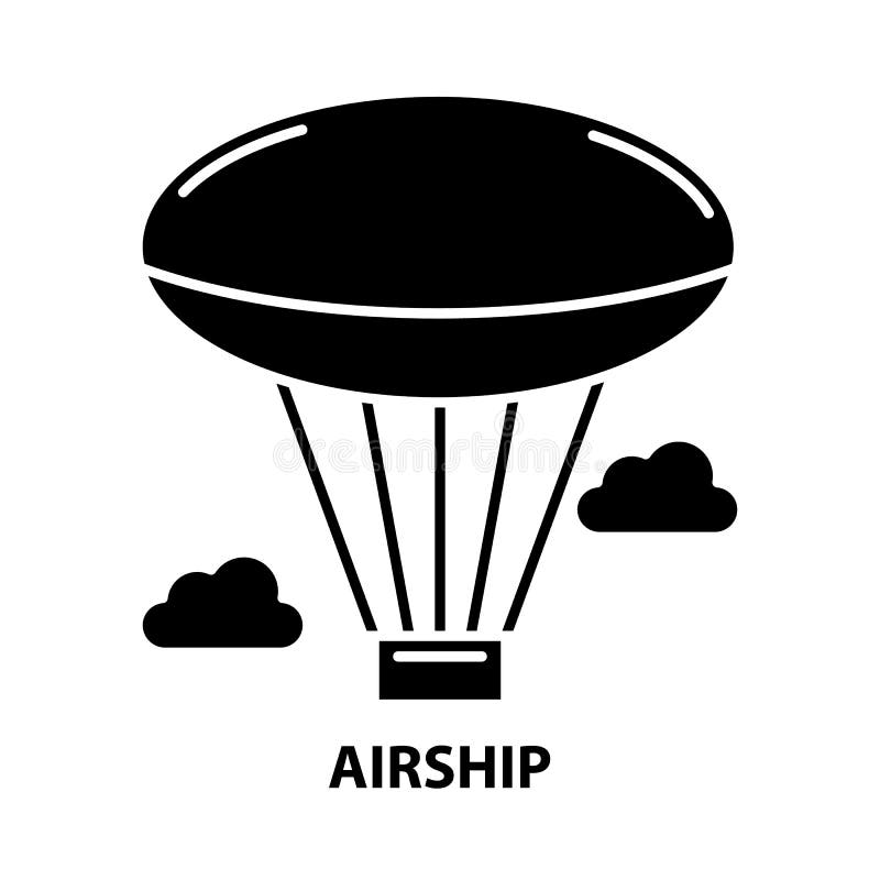Airship Icon, Black Vector Sign with Editable Strokes, Concept ...