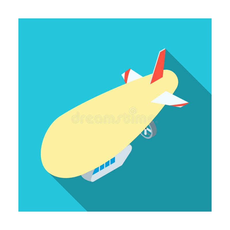 Airship Icon in Flat Style Isolated on White Background. Transportation Symbol. Stock Vector ...