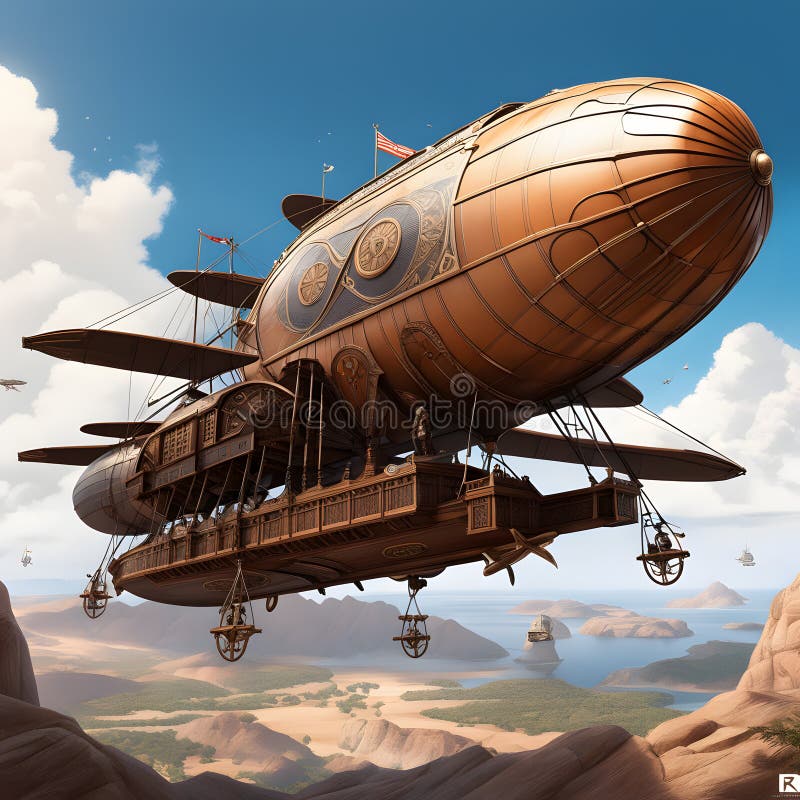 Airship at Sky, AI-Generatet Stock Illustration - Illustration of ...