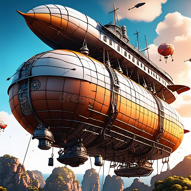 Airship at Sky, AI-Generatet Stock Illustration - Illustration of generatet, technology: 296396080