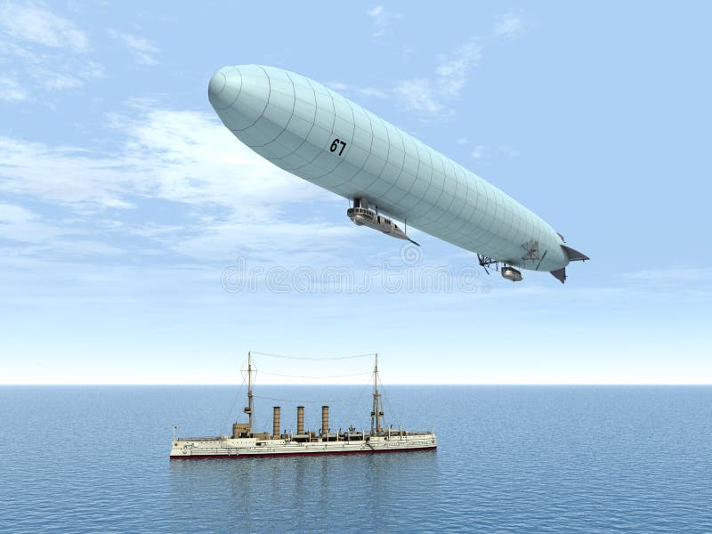 Airship and Warship stock illustration. Illustration of aircraft - 36937266