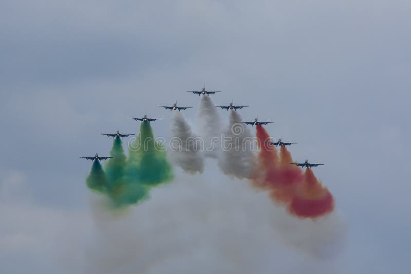 Airshow with Jetplanes and Smoke Stock Photo - Image of airshow, smoke ...