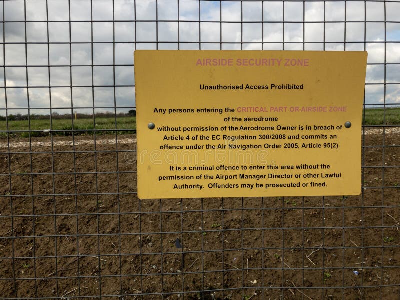 Airside security zone sign stock image. Image of rules - 142546679