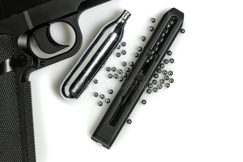 Airsoft Gun with Cartridge and Ammunition Stock Photo - Image of ...