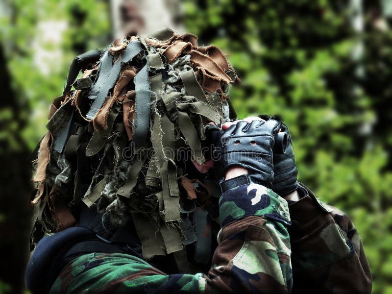 Airsoft Recon with Masked Camouflage Stock Image - Image of carbine ...