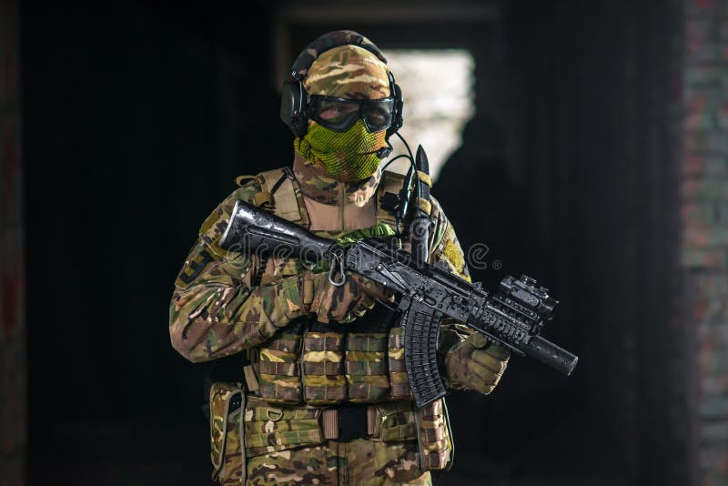 Airsoft Strikeball Player in Military Soilder Stock Image - Image of ...
