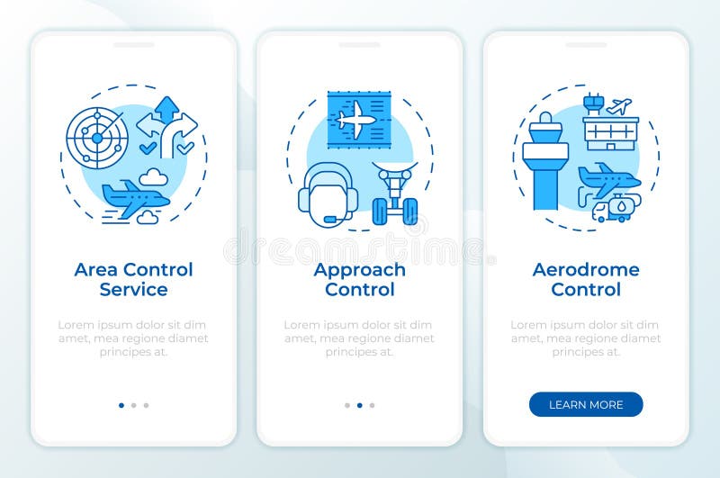 Airspace Traffic Control Blue Onboarding Mobile App Screen Stock ...