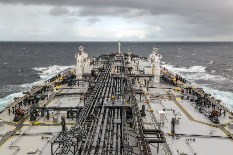 Oil Tanker Deck Proceeding To the Sun Stock Image - Image of industry ...