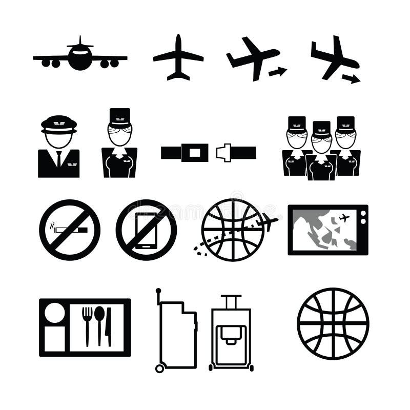 Airways service icons set stock vector. Illustration of airport - 54504438