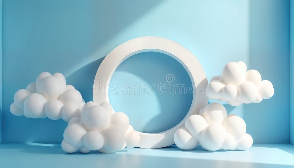 Airy 3D Composition Features Calming Light Blue Background. Wispy White ...