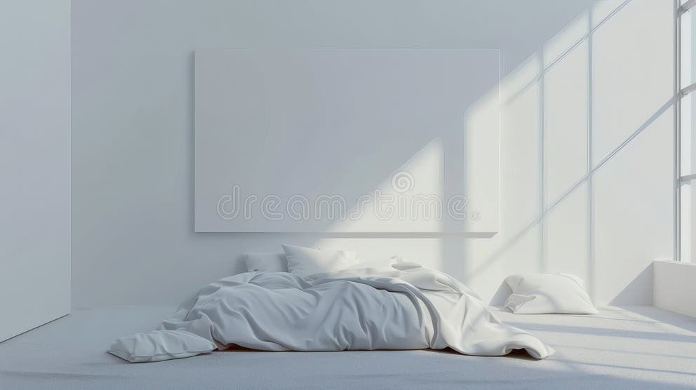 Airy Minimalist Bedroom Featuring a Neutral Color Palette, Uncluttered ...