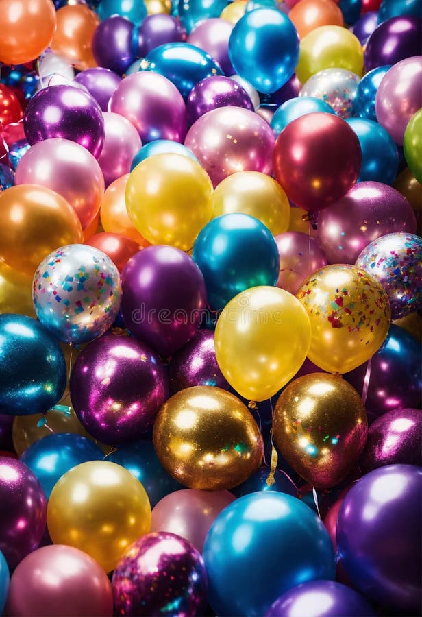 Airy Multi-colored Holiday Balloons. Selective Focus Stock Photo ...