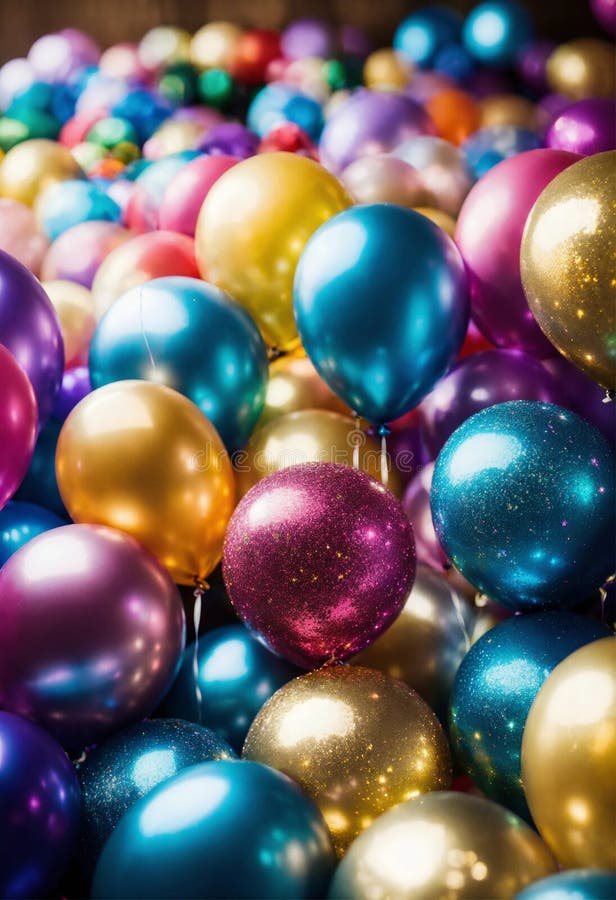 Airy Multi-colored Holiday Balloons. Selective Focus Stock Image ...
