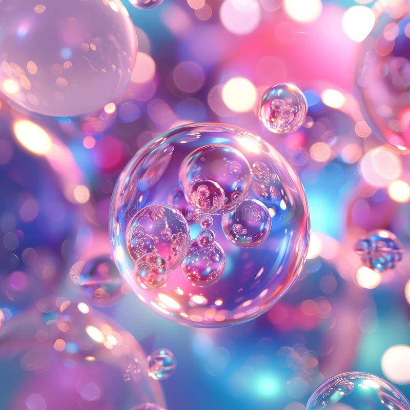 Airy Pink and Blue Bubbles on Abstract Background Stock Illustration ...