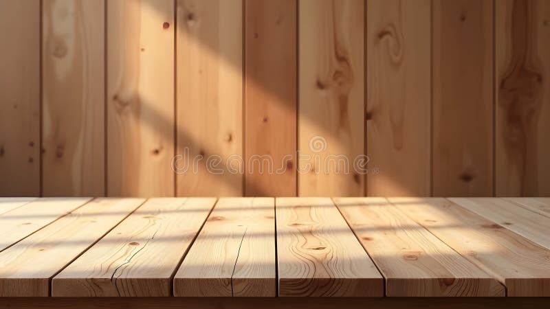 Airy Studio Aesthetics on Rustic Cedar Table with Soft Shadows Stock ...