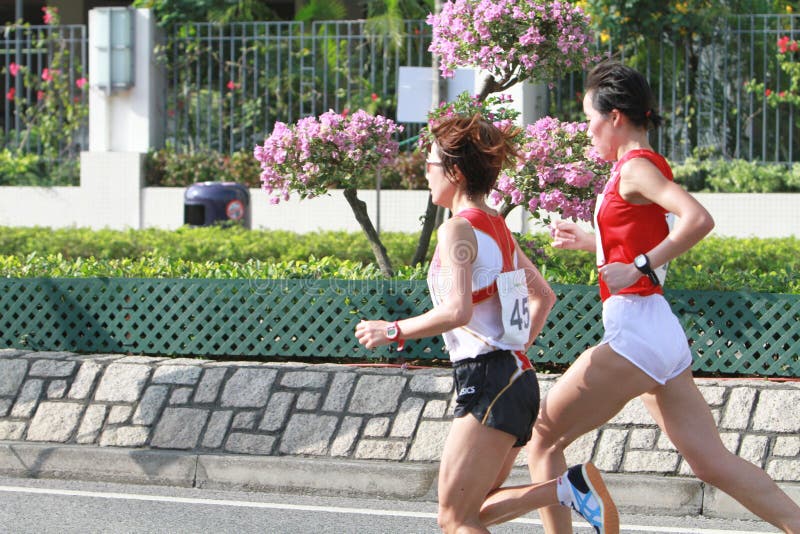 A Crowd Along the Track of Marathon Editorial Photography - Image of ...