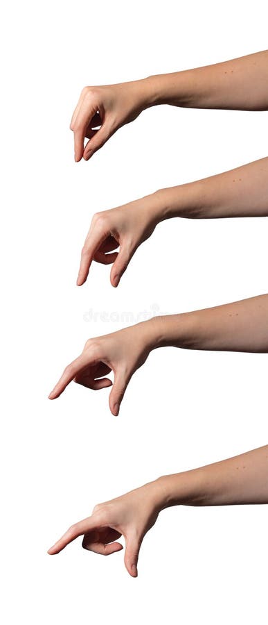 Hand Holding Object. Woman Showing Gesture with Thumb and Index Pinch ...