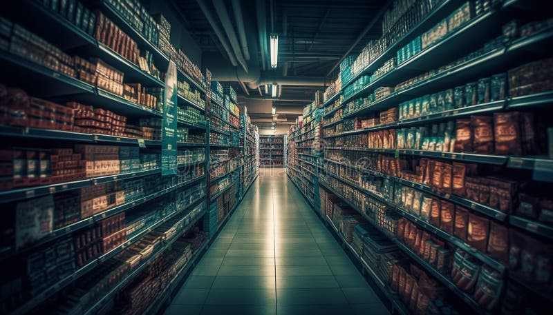 Aisle of Books in a Modern Library Generated by AI Stock Illustration ...