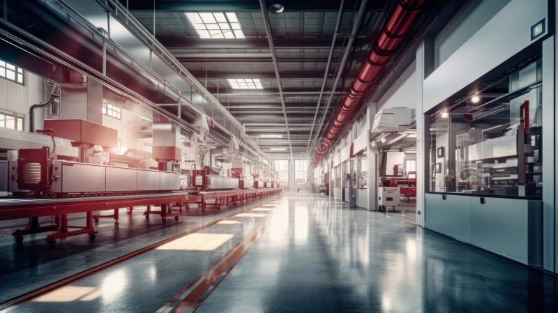 Aisle & Modern Factory with Machinery in Production Line Stock ...