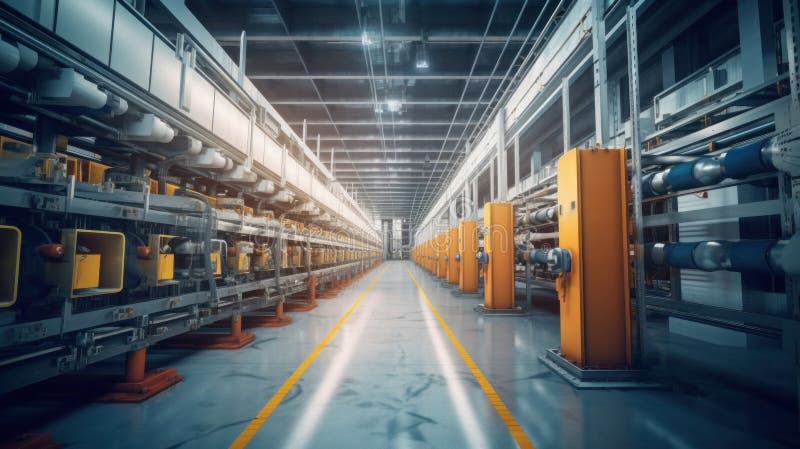 Aisle & Modern Factory with Machinery in Production Line Stock ...