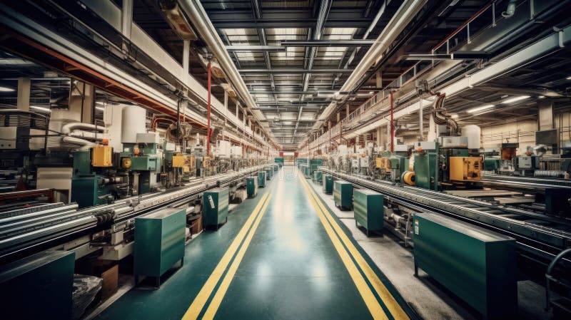 Aisle & Modern Factory with Machinery in Production Line Stock ...