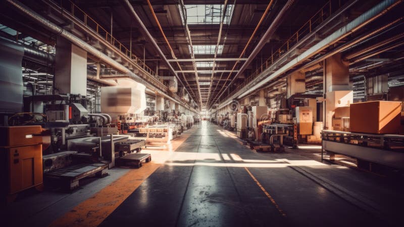 Aisle & Modern Factory with Machinery in Production Line Stock ...