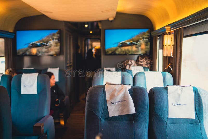 Aisle with Passengers of the Train Chepe Express on Their Trip in ...