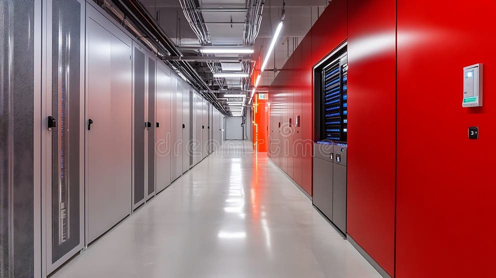 Aisle of Server Racks in a Data Center, Showcasing the Infrastructure ...