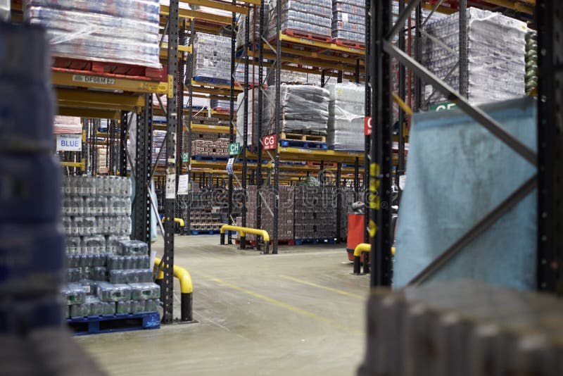Aisles between Storage Racks in a Distribution Warehouse Stock Image ...
