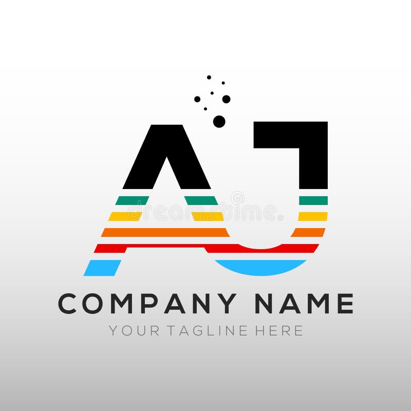 AJ Colorful Lines Letter Logo Design . Stock Vector - Illustration of ...