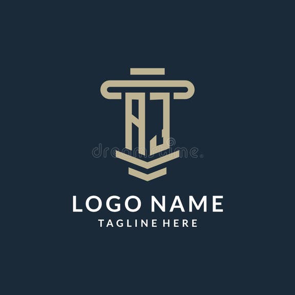 AJ Initial Logo Monogram with Simple Luxury Pillar Line Vector Design ...