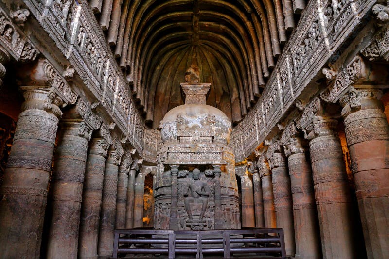 Ajanta Caves, India. the Ajanta Caves in Maharashtra State are Buddhist ...