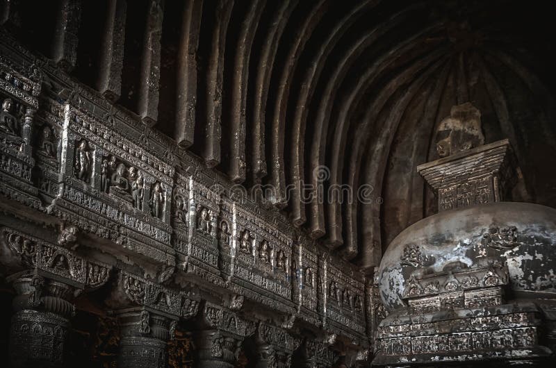 Ajanta Cave Temples in the Granite Mountains of Vindhya, India ...