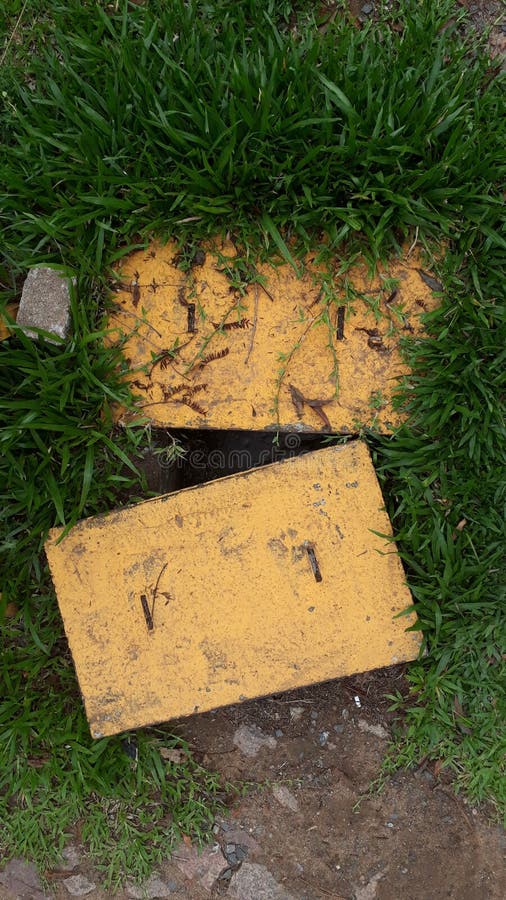 Yellow Manhole Cover or Pipe Cap on the Footpath,abstract Wallpaper ...