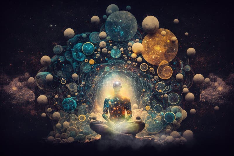 Enlightenment Trough Meditation. Generative AI Stock Illustration ...