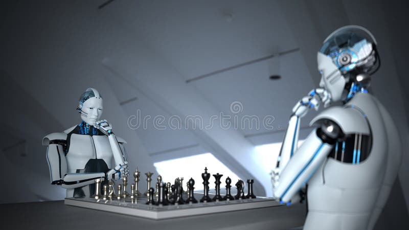 Ajedrez robot humanoide stock de ilustración. Ilustración de idea ...