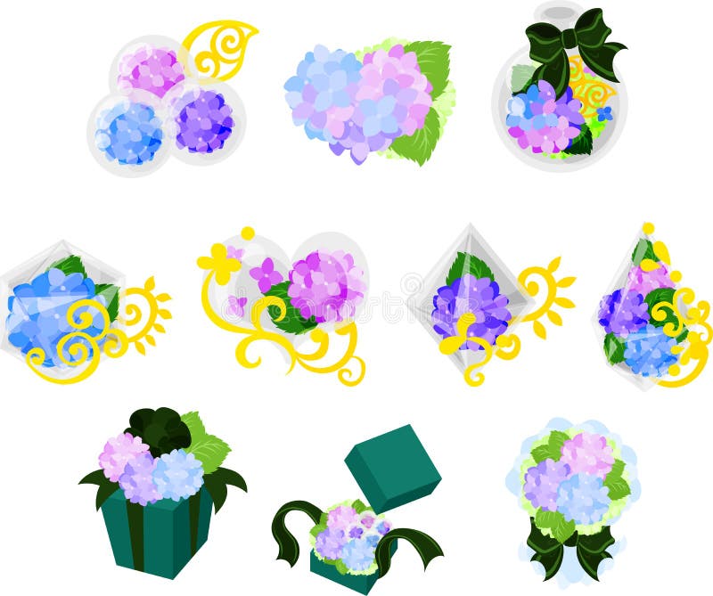 The Various Icons of Hydrangea Stock Vector - Illustration of flash ...