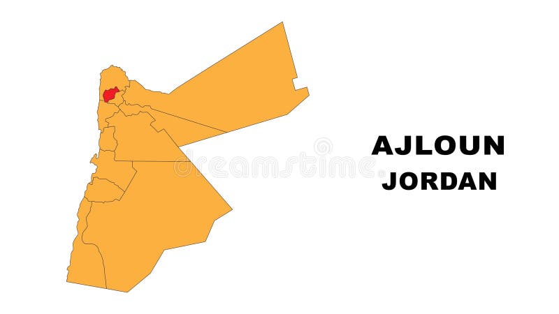 Ajloun Map in Jordan. Vector Map of Jordan Stock Vector - Illustration ...