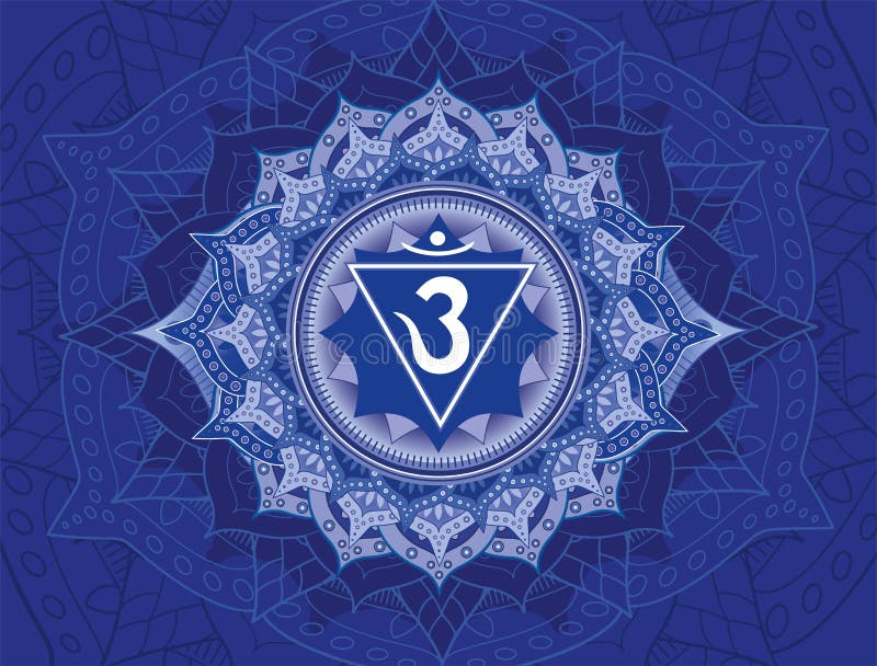 Vector Illustration with Symbol Ajna - Third Eye Chakra on Black ...