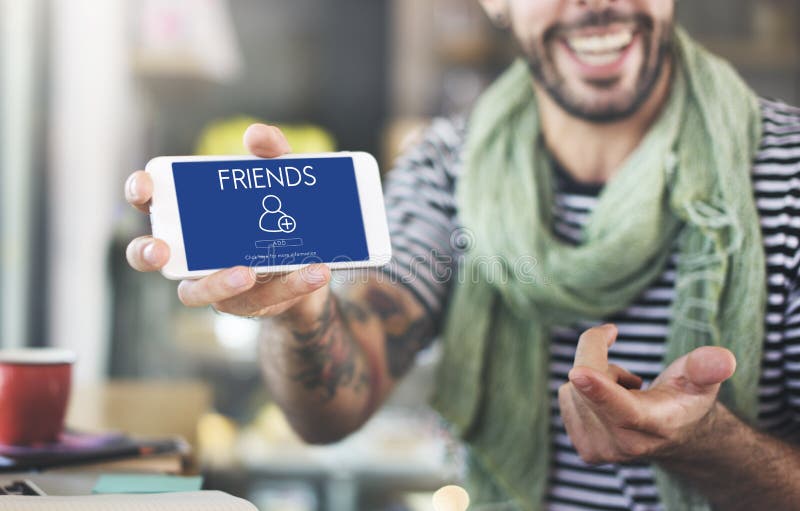 Ajoutez Le Concept Social De Graphique De Media D'amis Image stock ...