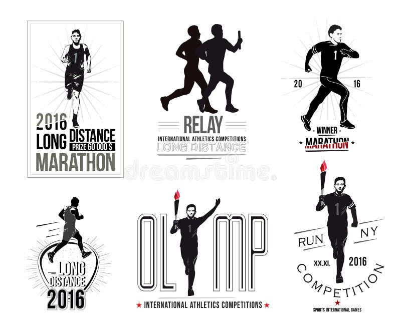Ajuste O Logotipo E O Emblema Do Atletismo Ilustração do Vetor ...