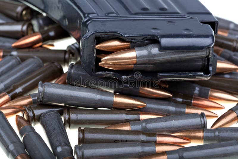 AK 47 ammo with mag stock image. Image of rifle, attack - 19464443