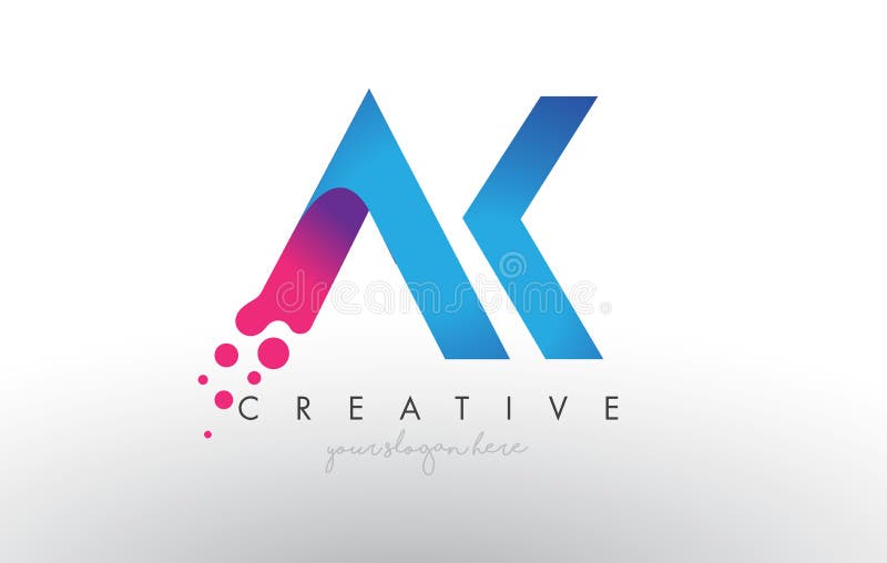 AK Letter Design with Creative Dots Bubble Circles and Blue Pink Colors ...