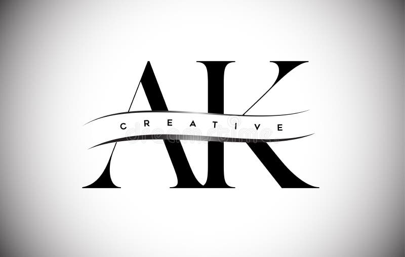 AK Letter Logo with Serif Letter and Creative Cut in the Middle Stock ...