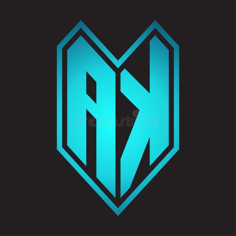 AK Logo Monogram with Emblem Line Style Isolated on Blue Gradient ...