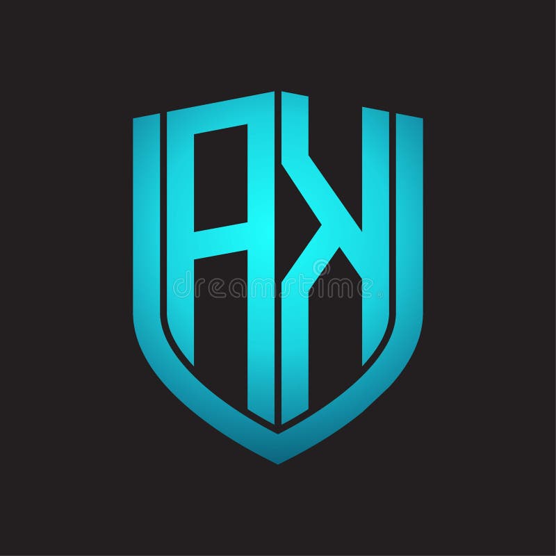 AK Logo Monogram with Emblem Shield Design Isolated with Blue Colors on ...